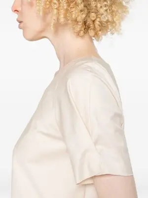 SUSANNE BOMMER Short Sleeve Pleated Cotton T-shirt - White