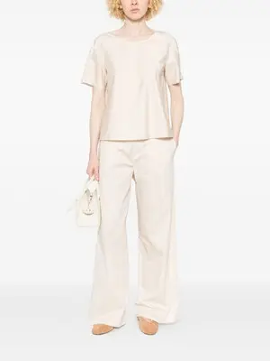SUSANNE BOMMER Short Sleeve Pleated Cotton T-shirt - White