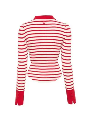 SEMICOUTURE Aida Striped Cotton Polo Shirt