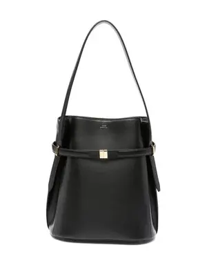TOTEME Leather Belted Bucket Bag - Black