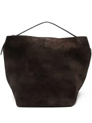 TOTEME Belted Suede Leather Tote - Brown