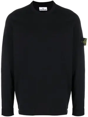 Stone Island Crewneck Sweater With Compass Motif - Blue