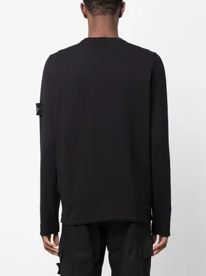 Stone Island Crewneck Sweater With Compass Motif - Blue