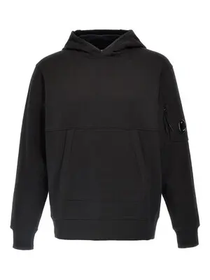 C.P. COMPANY Cotton Hoodie With Sleeve Pocket Detail - Black