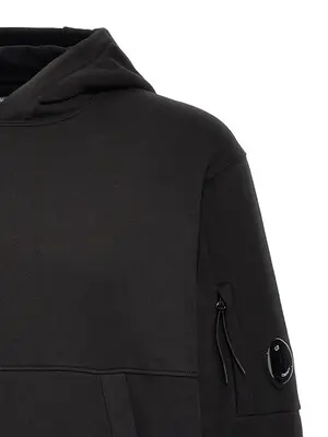 C.P. COMPANY Cotton Hoodie With Sleeve Pocket Detail - Black