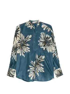 Brunello Cucinelli Printed Silk Shirt - Blue