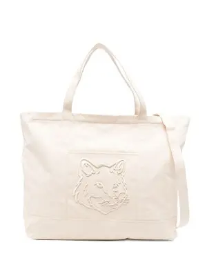 Maison Kitsuné Fox Head XL Canvas Tote Beige