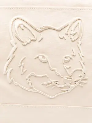 Maison Kitsuné Fox Head Xl Canvas Tote - Beige
