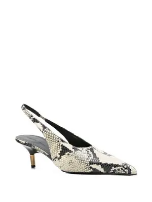 Khaite Bella Leather Slingback Pumps - Beige