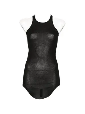 Rick Owens Asymmetrical Racerback Ribbed Tank Top - Black
