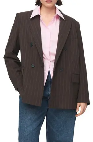 Mango Double-breasted Pinstripe Blazer