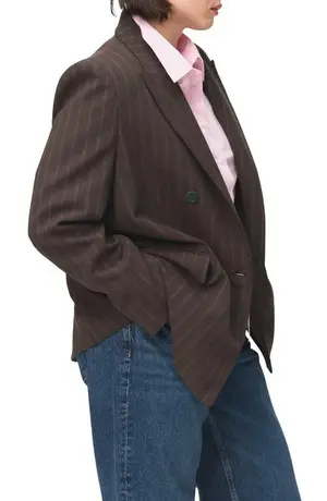 Mango Double-breasted Pinstripe Blazer