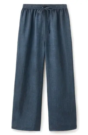 Mango Ramie Pajama Pants - Ink Blue