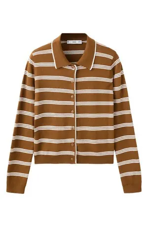 Mango Stripe Collared Cardigan