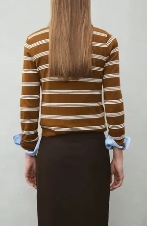 Mango Stripe Collared Cardigan