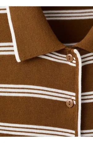 Mango Stripe Collared Cardigan