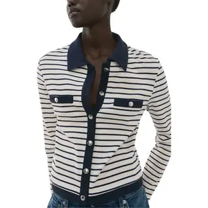 Mango Striped Cotton Cardigan