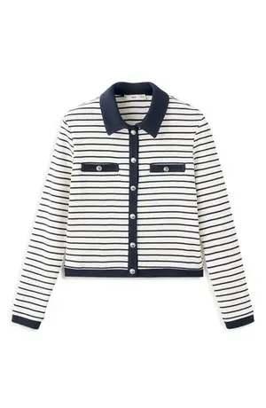 Mango Striped Cotton Cardigan