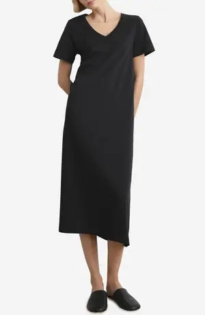 Mango Short Sleeve Cotton Nightgown - Black