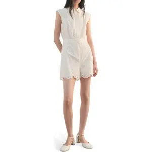 Mango Embroidered Cutwork Sleeveless Romper