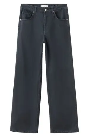 Mango Mid-rise Straight Leg Jeans - Charcoal