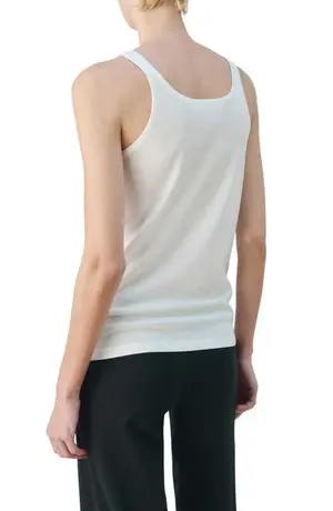 Mango Scoop Neck Cotton Tank - White