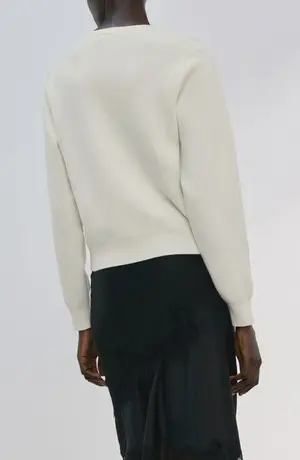 Mango Contrast Button Crewneck Cardigan - Ecru