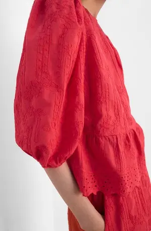 Mango Floral Embroidered Peplum Top