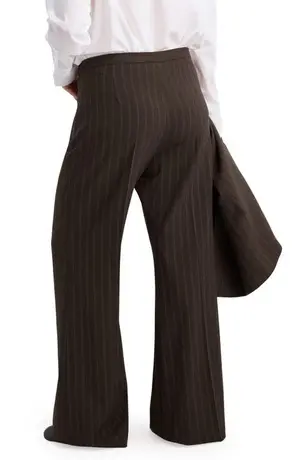 Mango Pinstripe Trousers - Brown