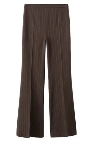 Mango Pinstripe Trousers - Brown
