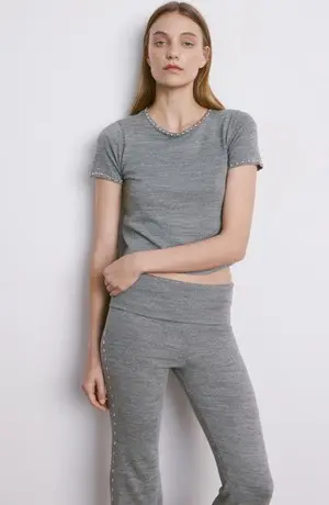 Mango Studded Knit Trousers
