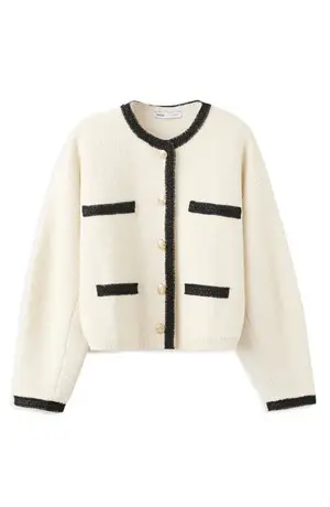 Mango Contrast Trim Cotton-blend Cardigan