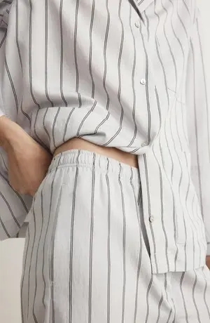 Mango Stripe Pajama Pants - Grey