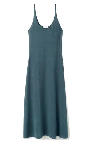 Mango Linen Blend Midi Dress - Night Blue