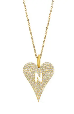 SHYMI Heart Initial Cubic Zirconia Pavé Necklace - Gold