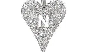 SHYMI Heart Initial Cubic Zirconia Pavé Necklace - Silver
