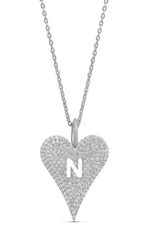 SHYMI Heart Initial Cubic Zirconia Pavé Necklace Silver