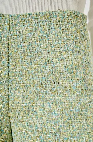 Endless Rose High-waisted Tweed Shorts - Mint Multi