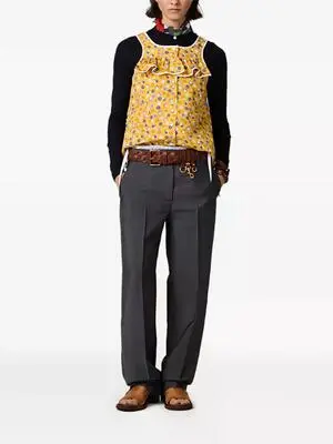 Miu Miu Floral-print Ruffled Top