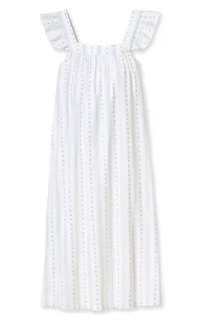 PETITE PLUME Clara Cotton Twill Nightgown - White