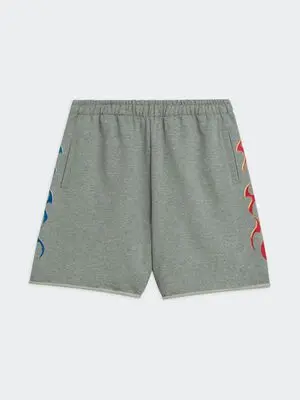 BARROW Cotton Jogging Shorts With Graphic Flame Print - Grey