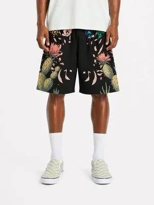 BARROW Printed Cotton Shorts - Black
