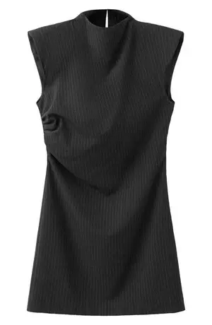 Mango Cutout Pinstripe Mini Dress