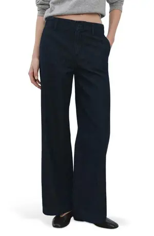 Mango Mid-rise Wide Leg Trouser Jeans - Open Blue