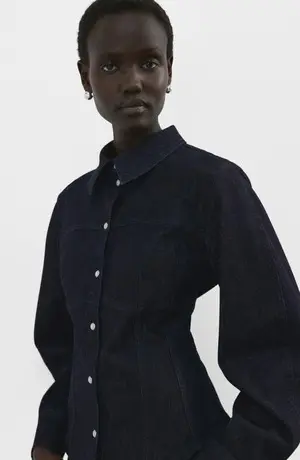 Mango Long-sleeve Denim Shirt With Seams