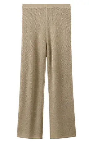 Mango Metallic Knit Straight Leg Pull-on Pants