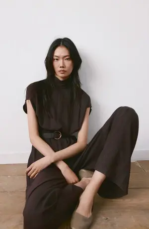 Mango Cap Sleeve Belted Jumpsuit