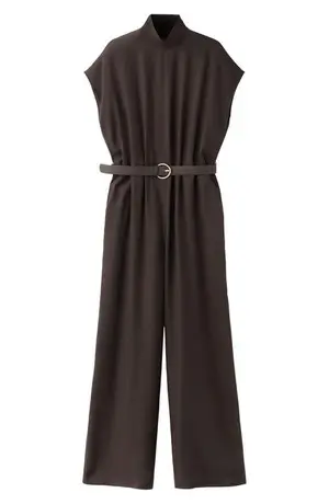 Mango Cap Sleeve Belted Jumpsuit