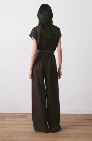 Mango Cap Sleeve Belted Jumpsuit