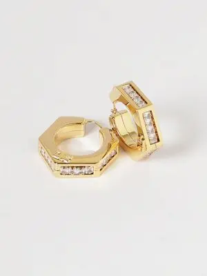 Elisabetta Franchi Goldtone Brass Hoop Earrings With Rhinestones